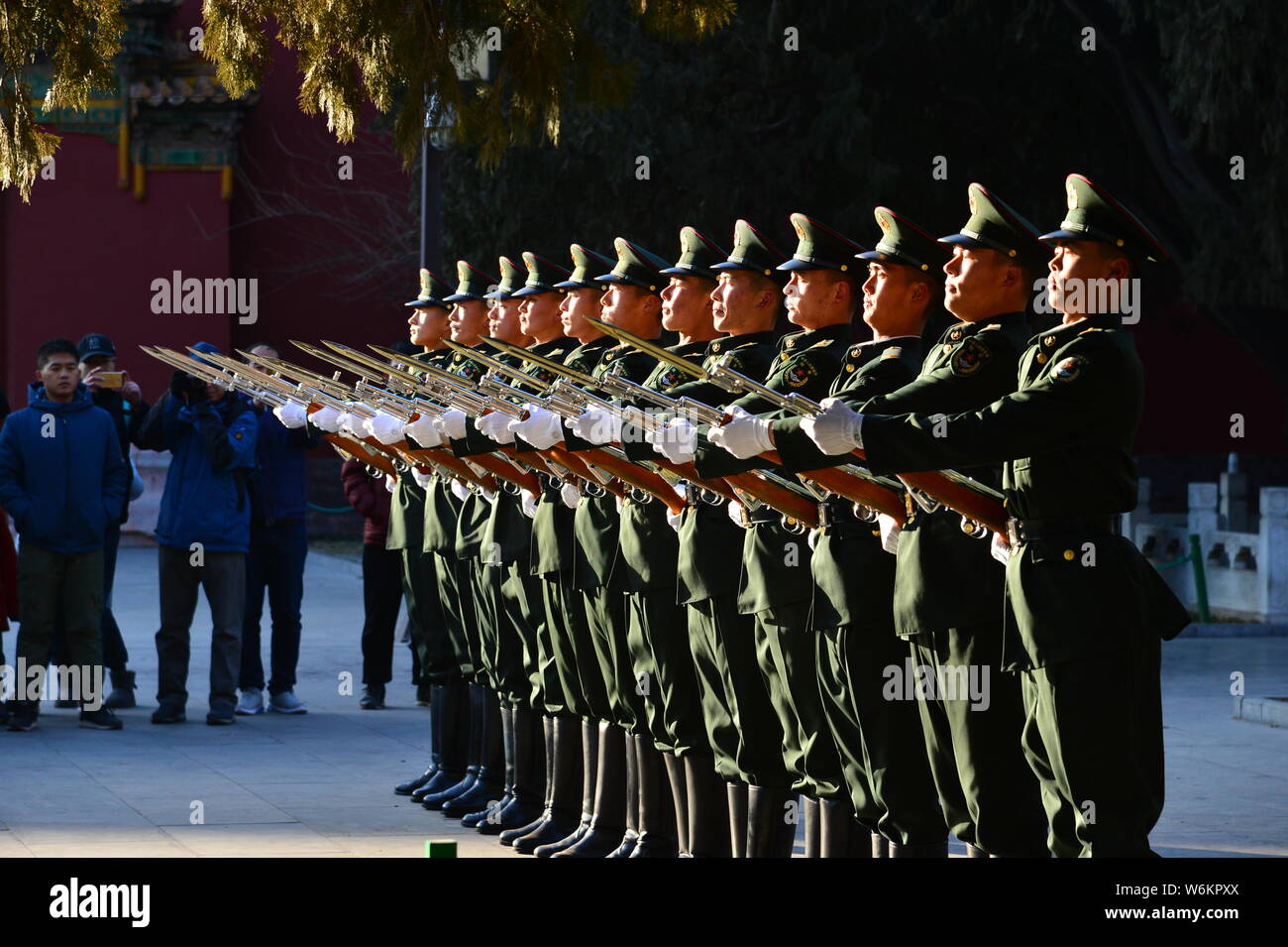 The Guard of Honor of the Chinese People's Liberation Army (PLA) take ...