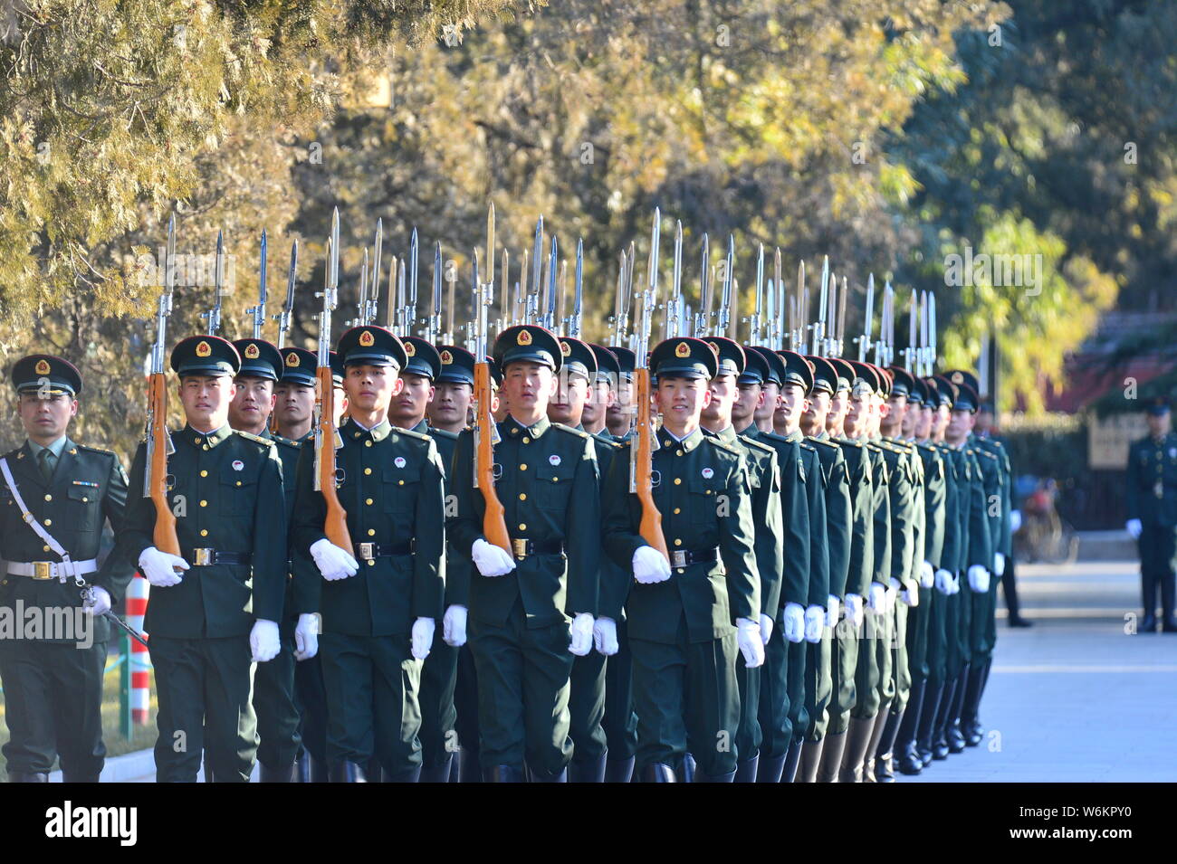 The Guard of Honor of the Chinese People's Liberation Army (PLA) take ...