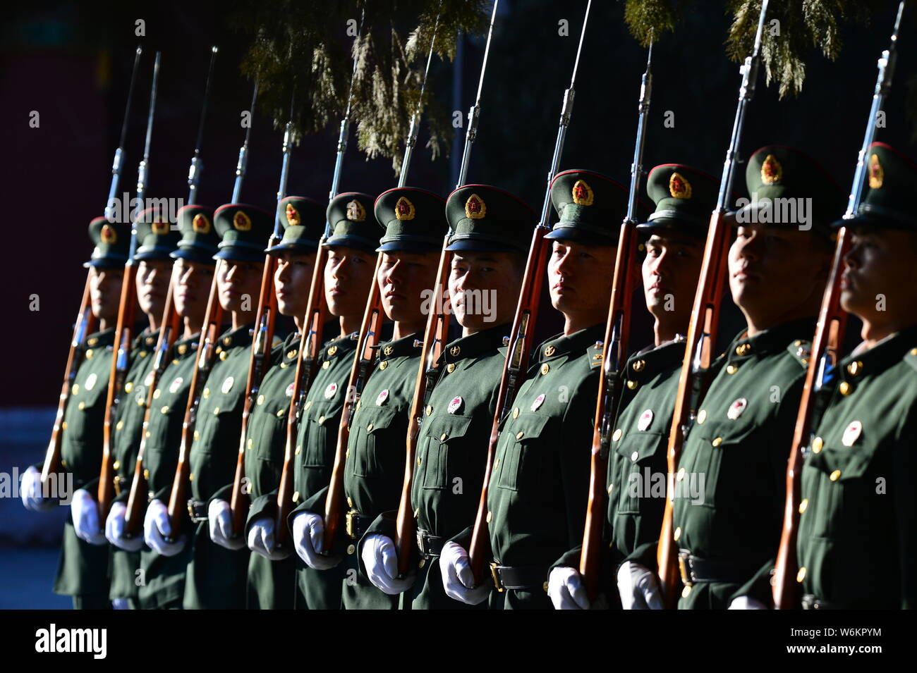 The Guard of Honor of the Chinese People's Liberation Army (PLA) take ...