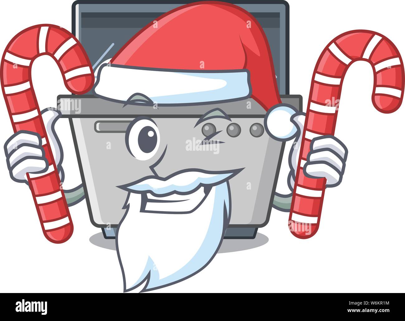 Santa with candy dishwasher machine next to cartoon stove Stock Vector ...