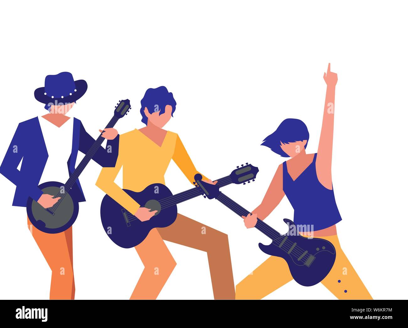 musicians people playing instrument orchestra design vector ...