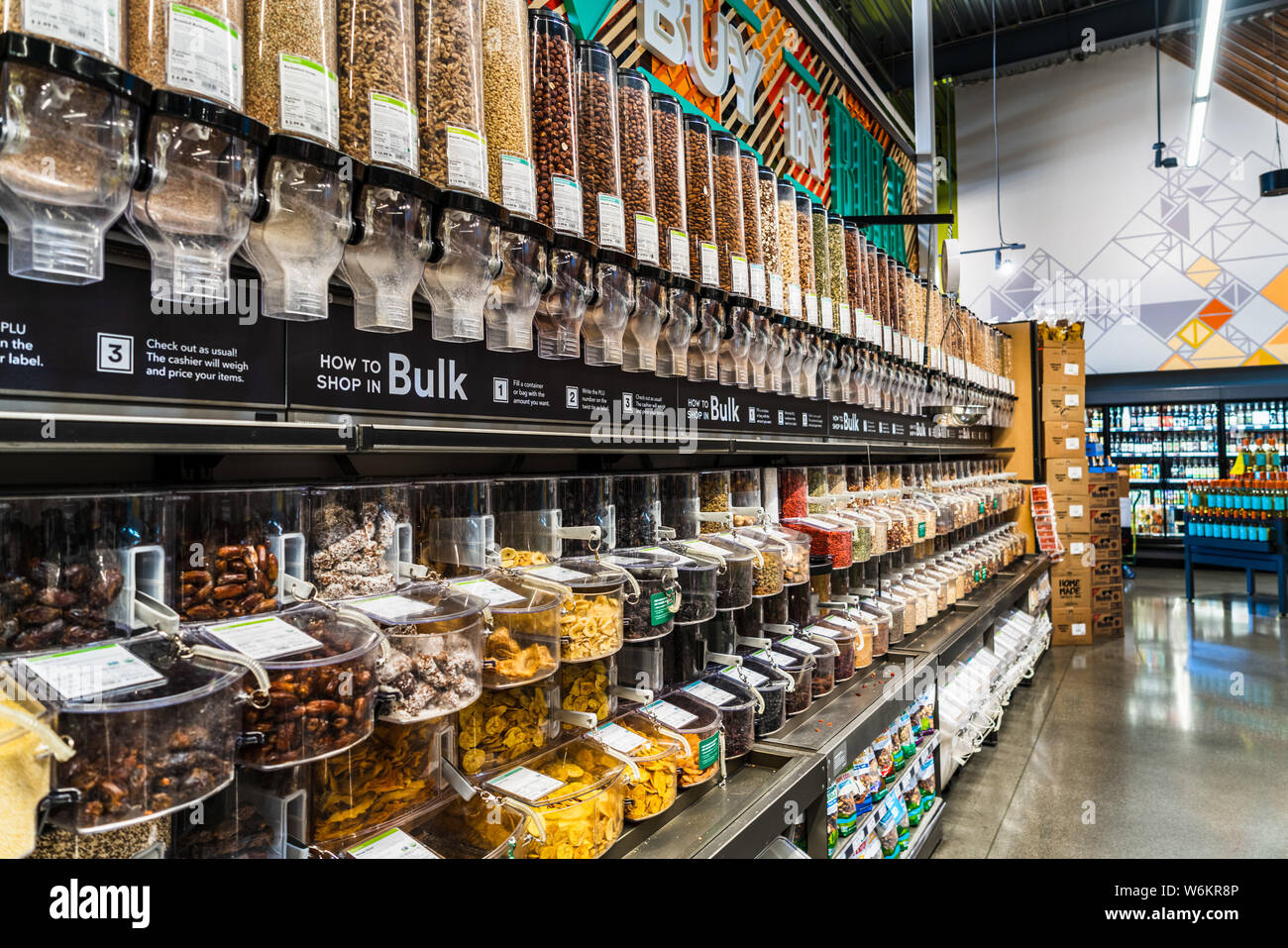 July 24, 2019 Santa Clara / CA / USA - Bulk section in a Whole Foods ...