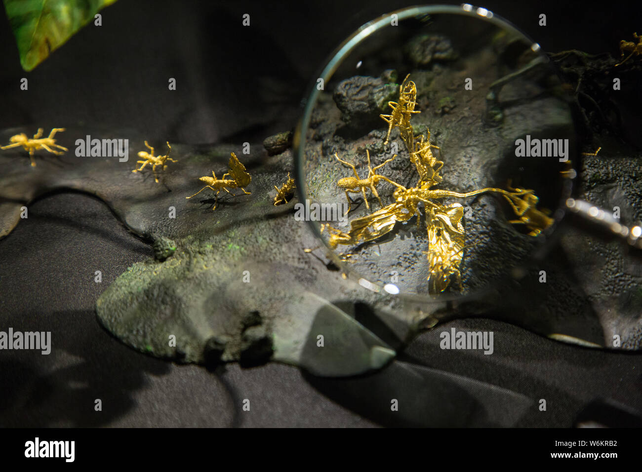 Golden artworks in the shape of ants created by Taiwanese sculptor Wu ...
