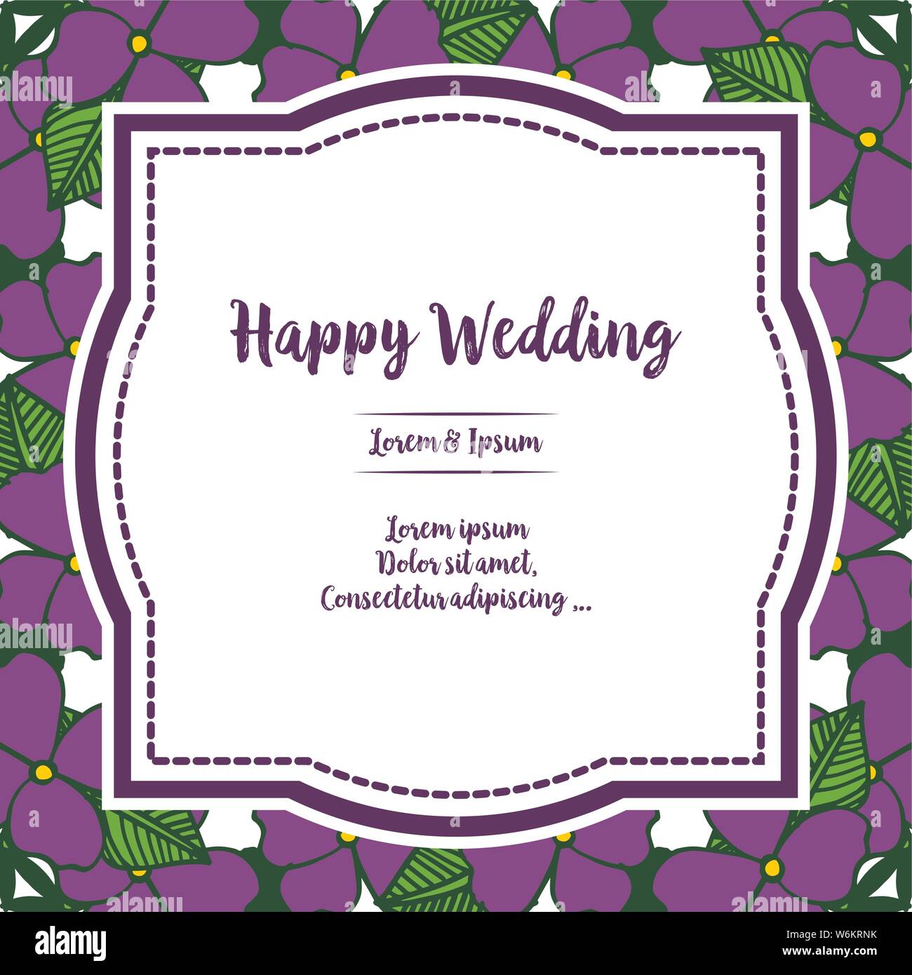 Beautiful wreath frame, pattern of card happy wedding. Vector ...
