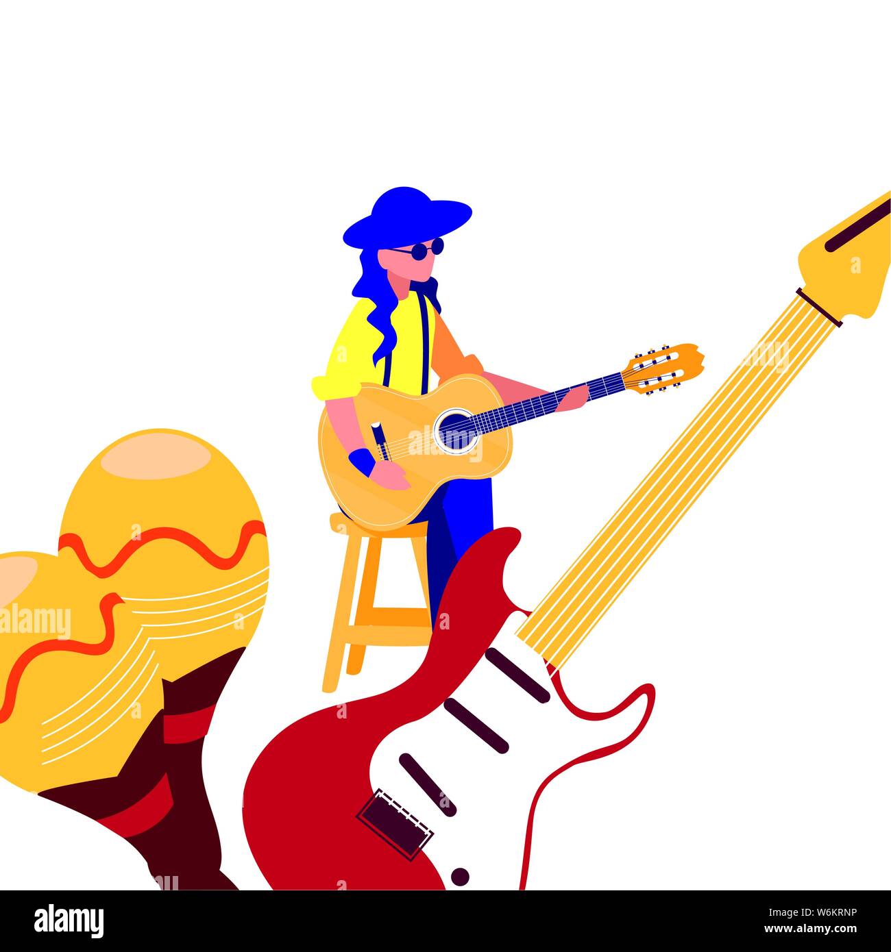 musician man playing instruments music vector illustration Stock Vector ...