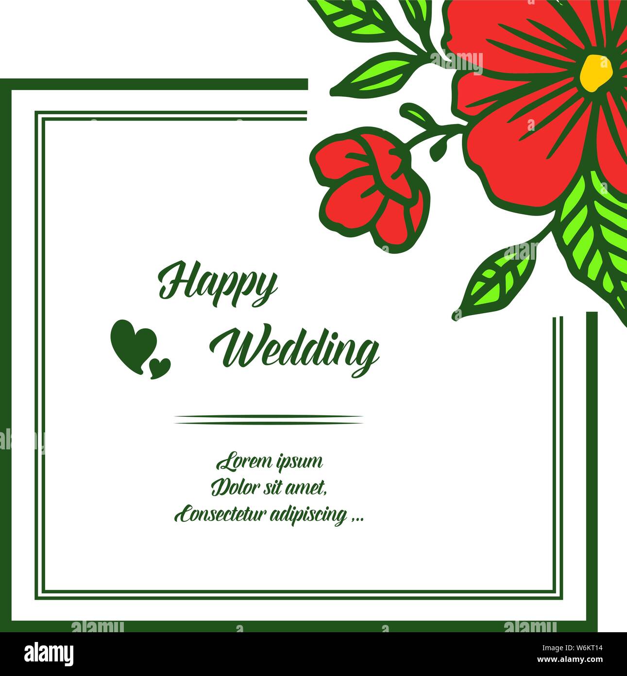 Design card happy wedding, beautiful floral frame, various ornament ...