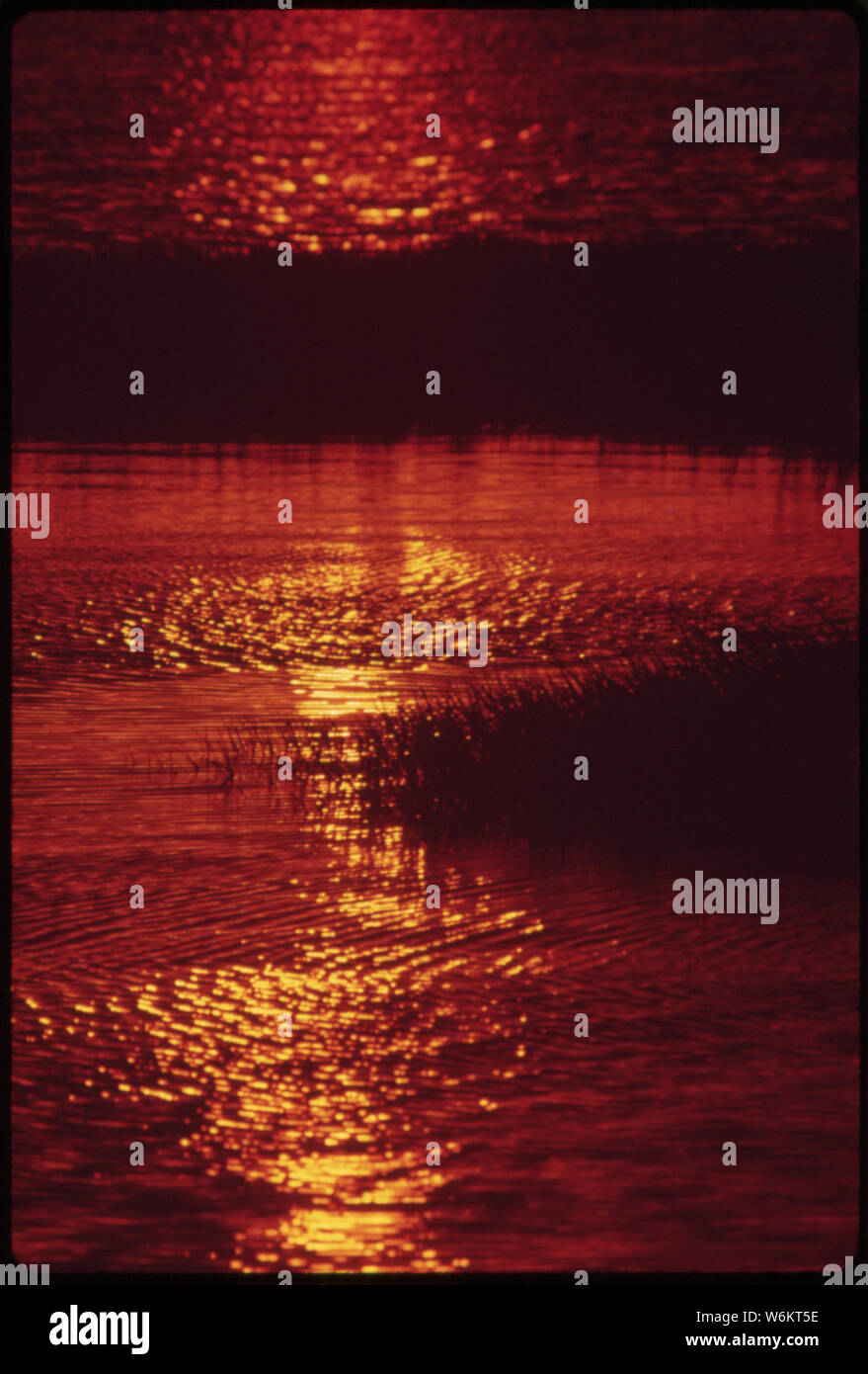 SUNSET OVER THE LESLIE SALT PONDS Stock Photo - Alamy