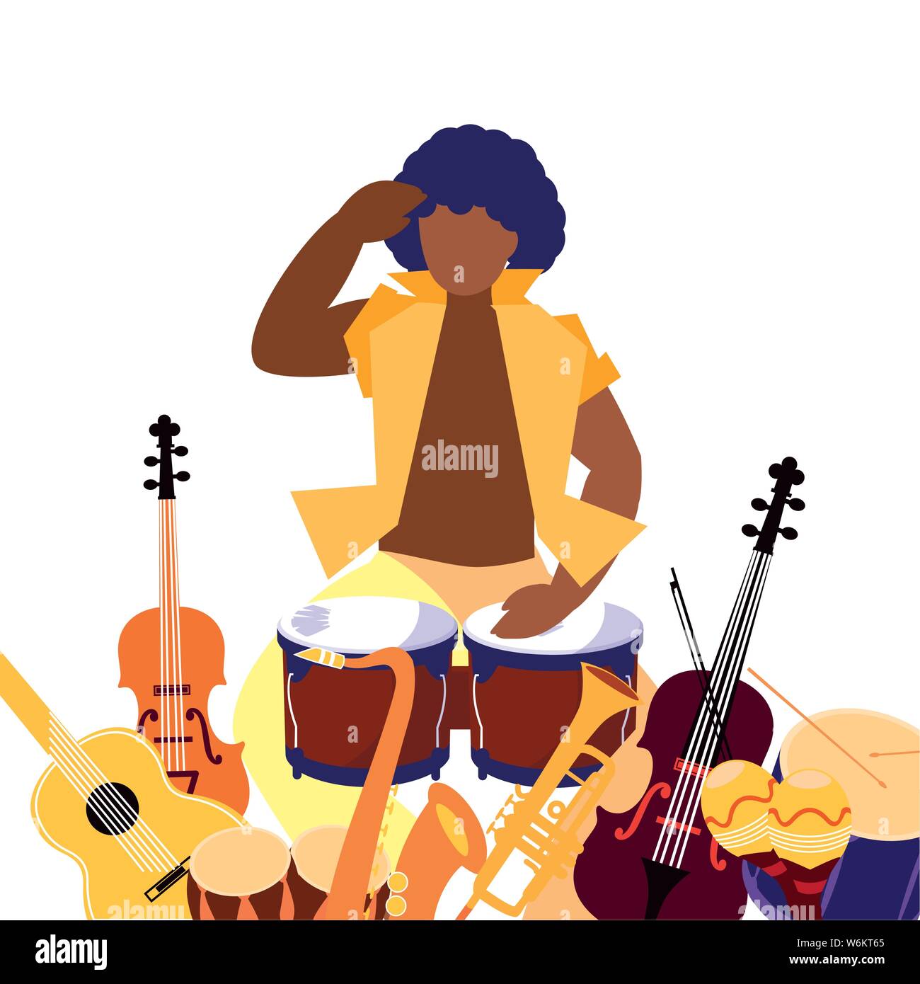 musician man playing instruments music vector illustration Stock Vector ...