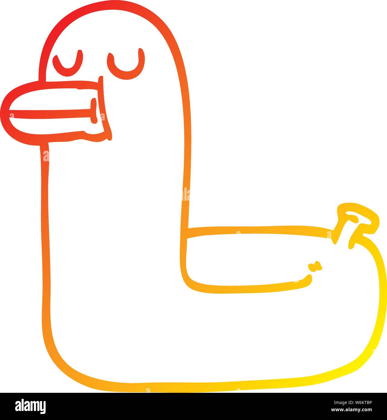 warm gradient line drawing of a cartoon yellow ring duck Stock Vector ...
