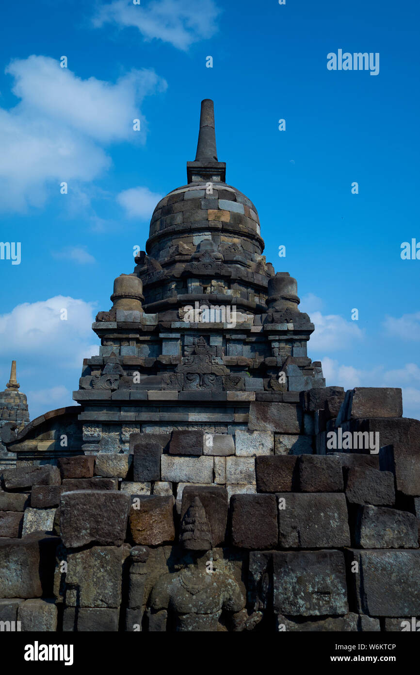 A bell shaped structure at the Buddhist temple complex, Plaosan, near ...