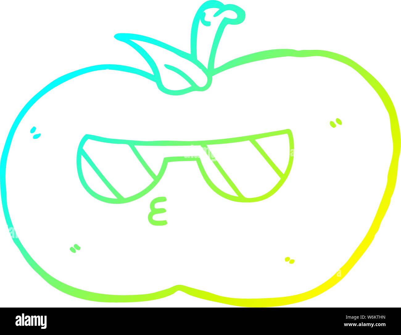 cold gradient line drawing of a cartoon cool apple Stock Vector Image ...