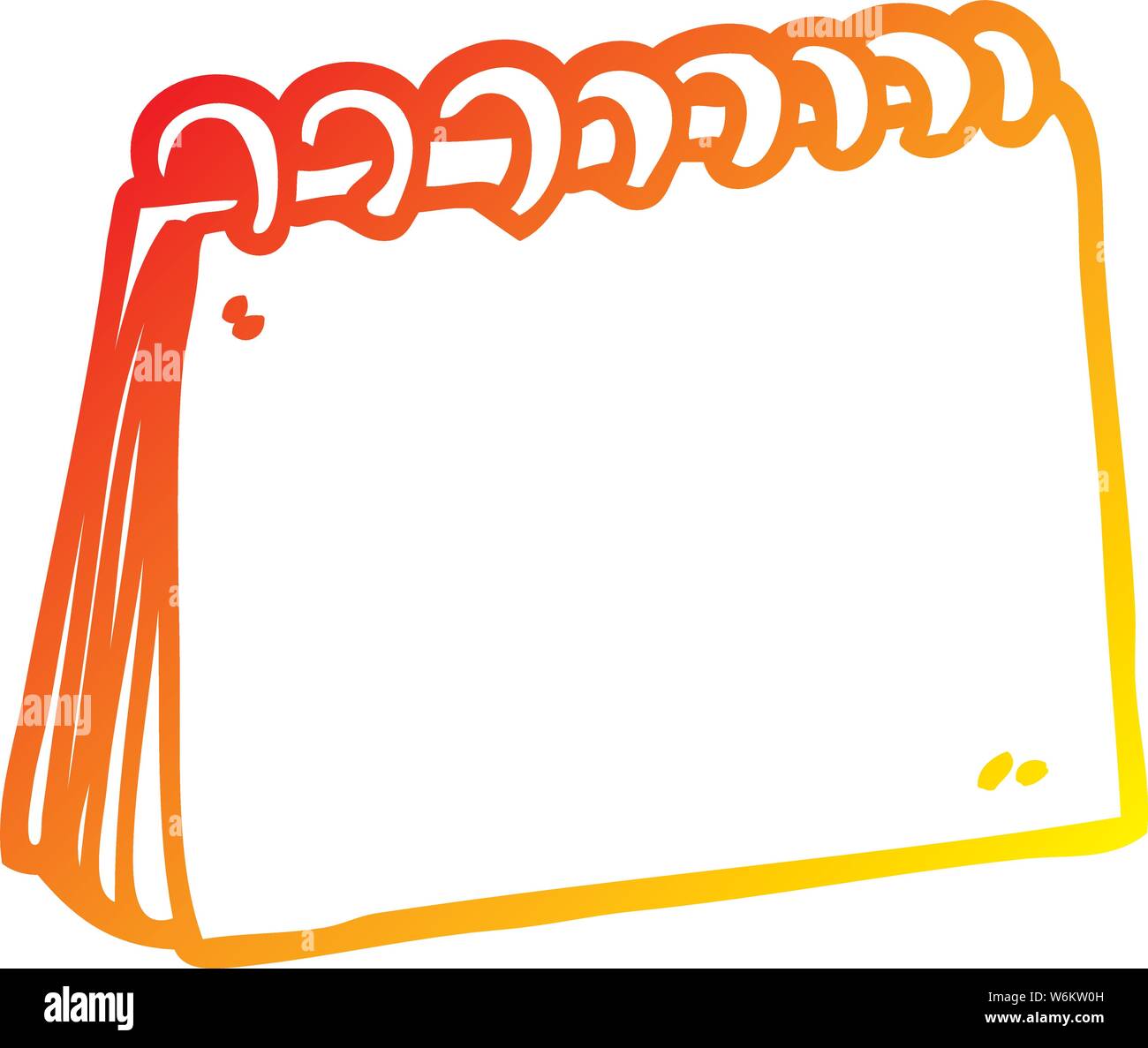 warm gradient line drawing of a cartoon blank calendar Stock Vector ...
