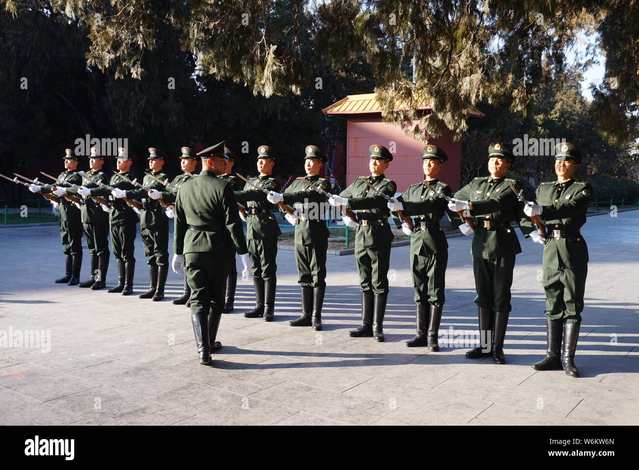 The Guard of Honor of the Chinese People's Liberation Army (PLA) take ...