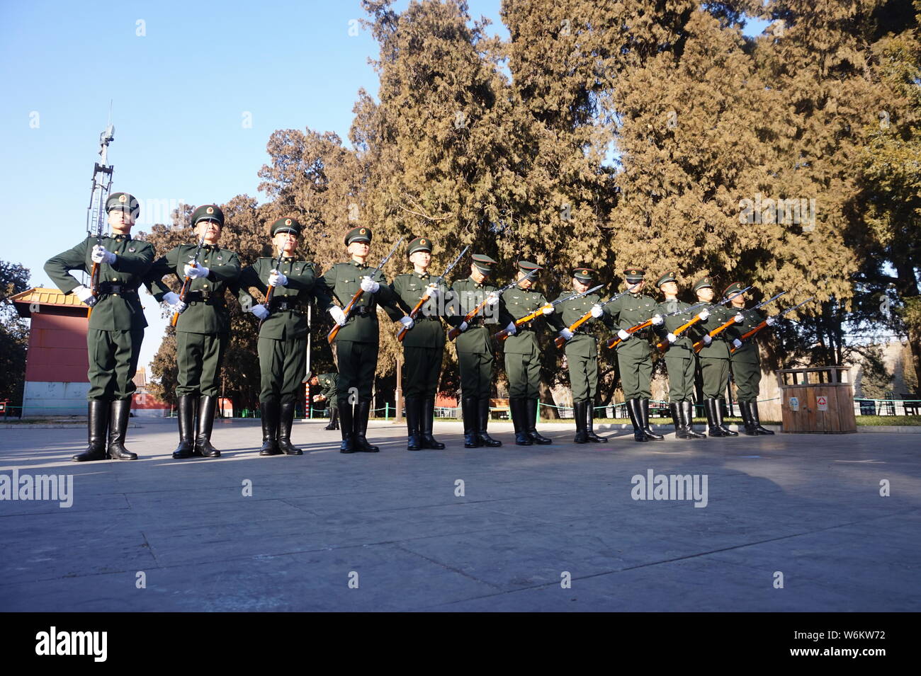 The Guard of Honor of the Chinese People's Liberation Army (PLA) take ...