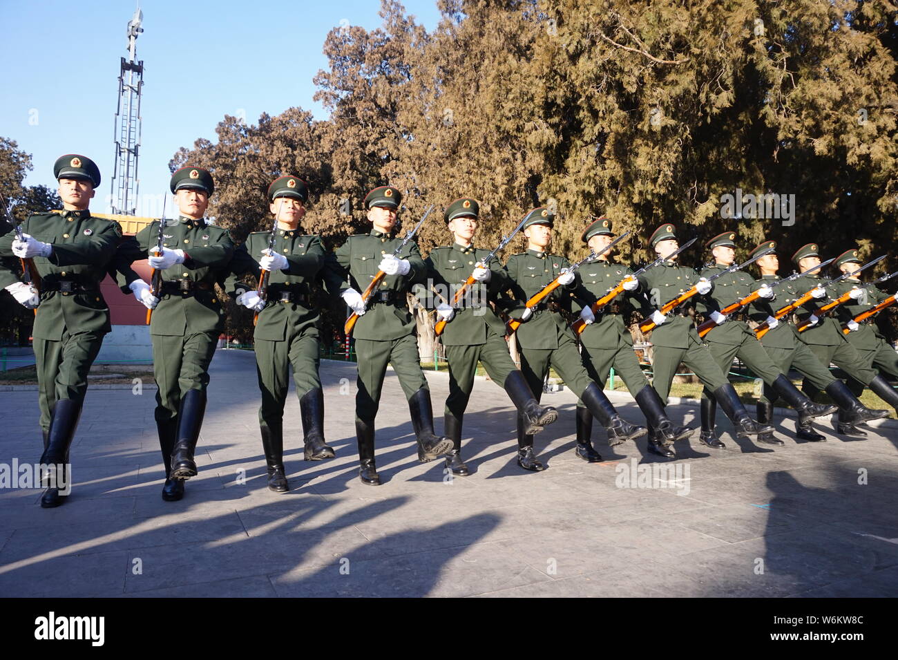 The Guard of Honor of the Chinese People's Liberation Army (PLA) take ...