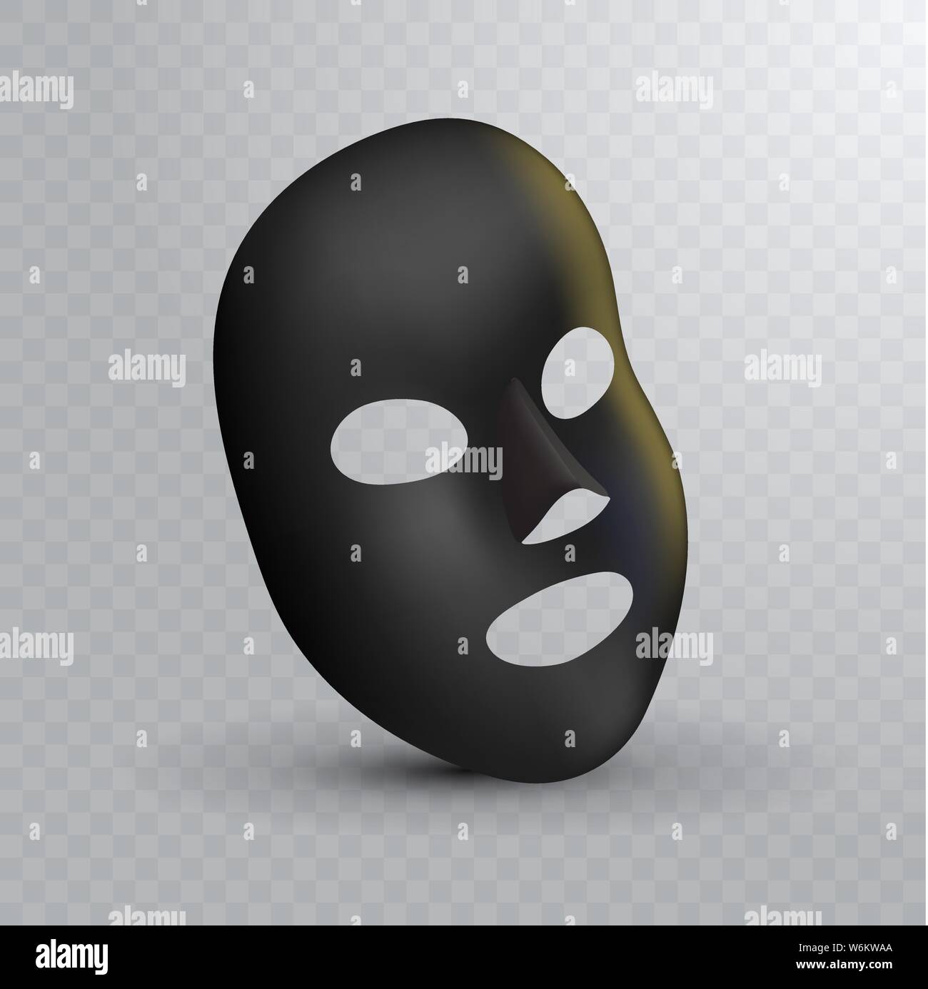 Facial Black Mask on transparent bakcground. Cosmetics Pack. Vector ...