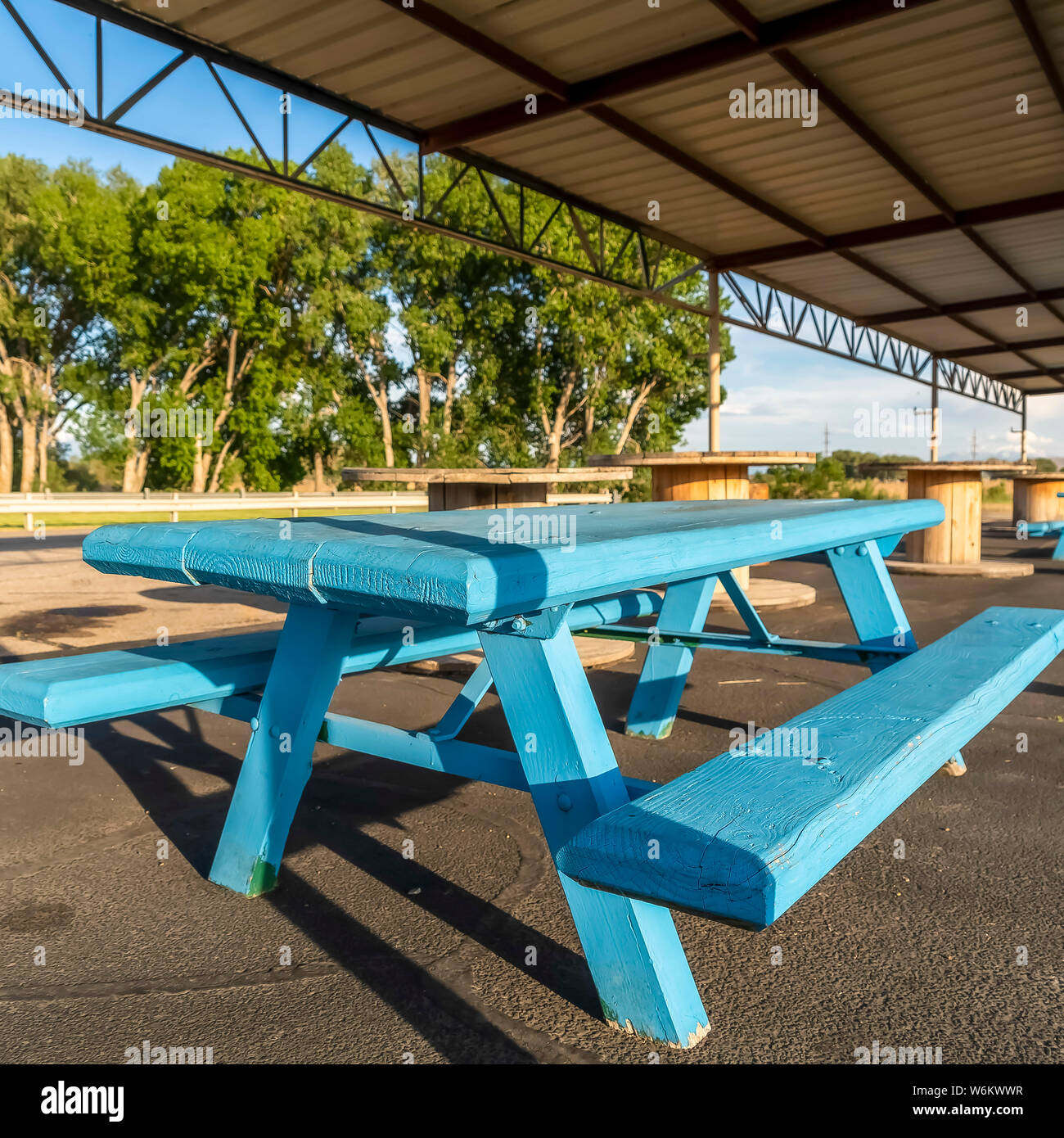 Picnic table under pavilion hi-res stock photography and images - Alamy