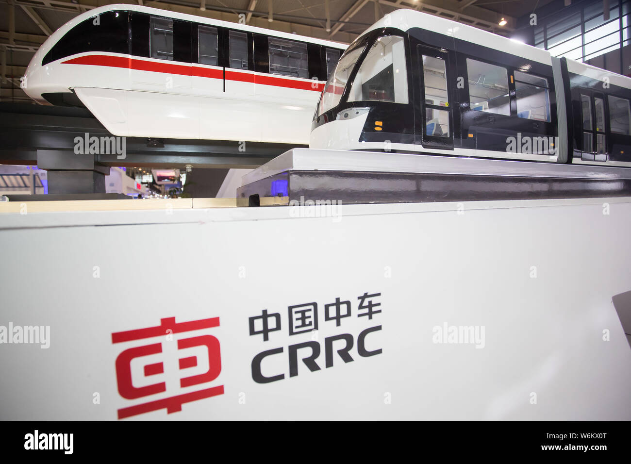 --FILE--Model trains are on display at the stand of CRRC (China Railway ...