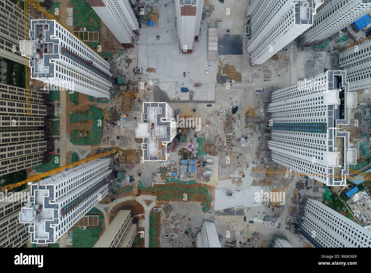 --FILE--Aerial view of high-rise buildings of a residential property ...