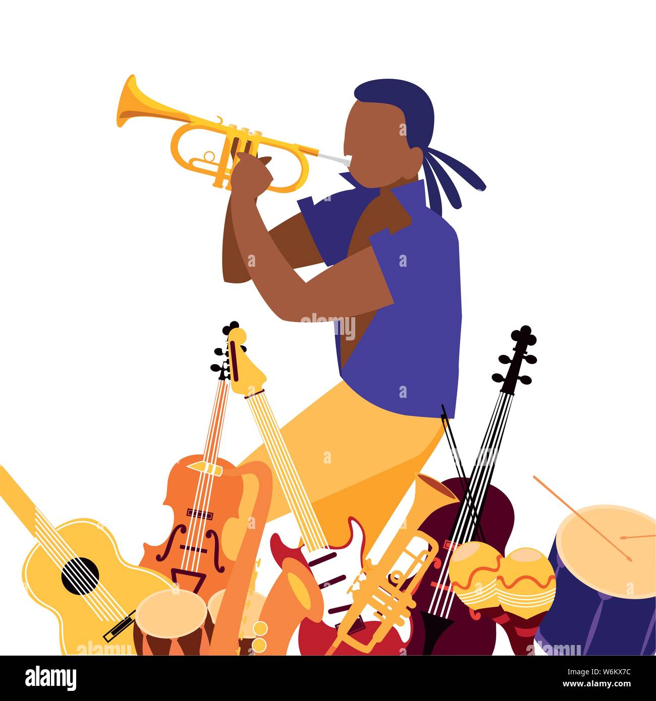 musician man playing instruments music vector illustration Stock Vector ...