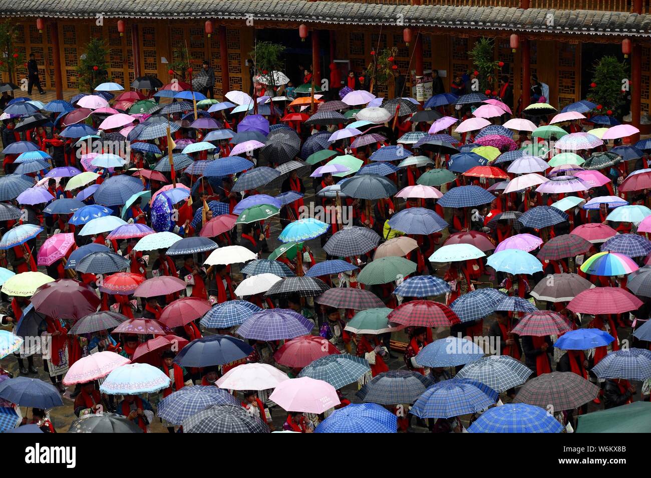 Chinese people of Dong ethnic group dressed in traditional costumes ...