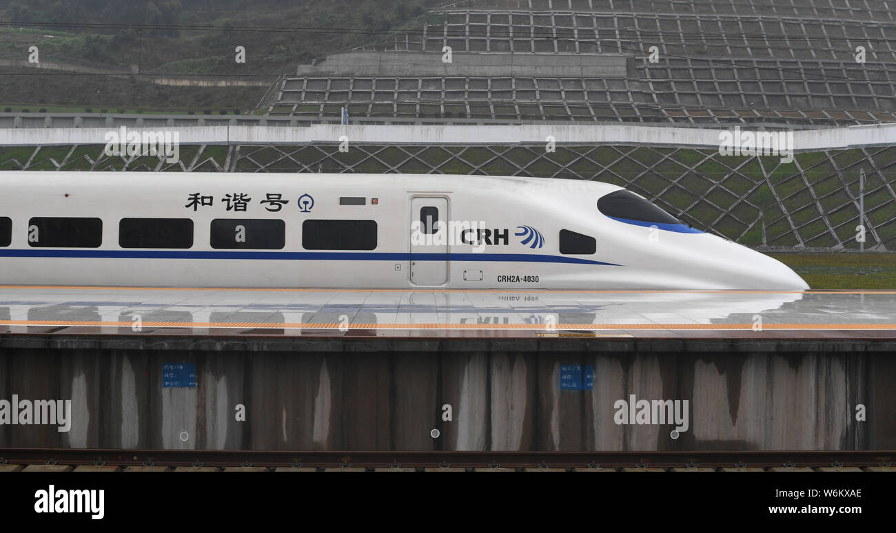 A CRH (China Railway High-speed) bullet train is pictured at the ...