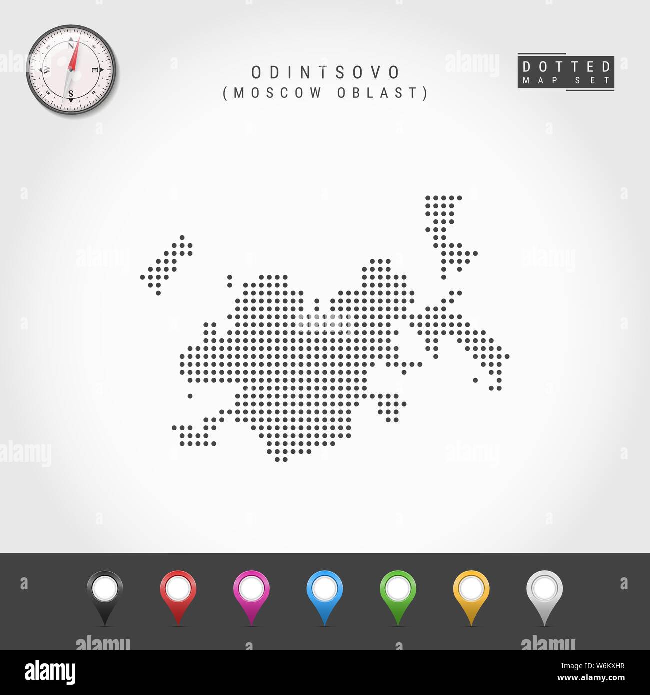 Vector Dots Map of Odintsovo, Moscow Oblast. Vector Compass ...