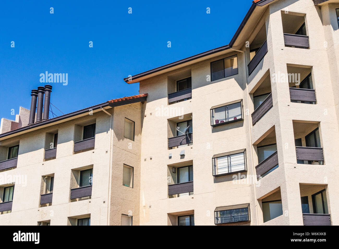 Exterior view of multifamily residential building; Palo Alto, San ...