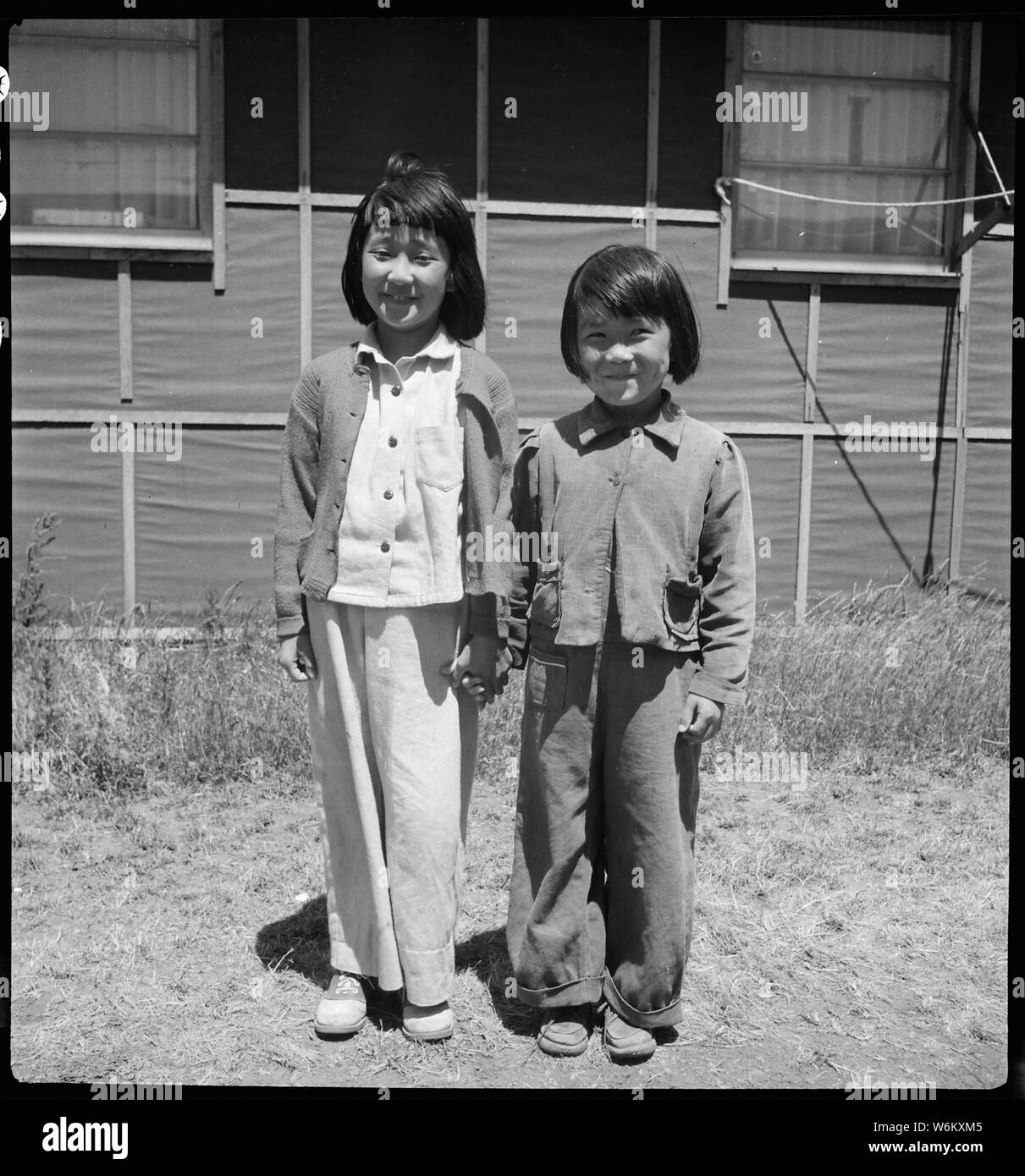 San Bruno, California. Young evacuees at this Assembly center begged to ...