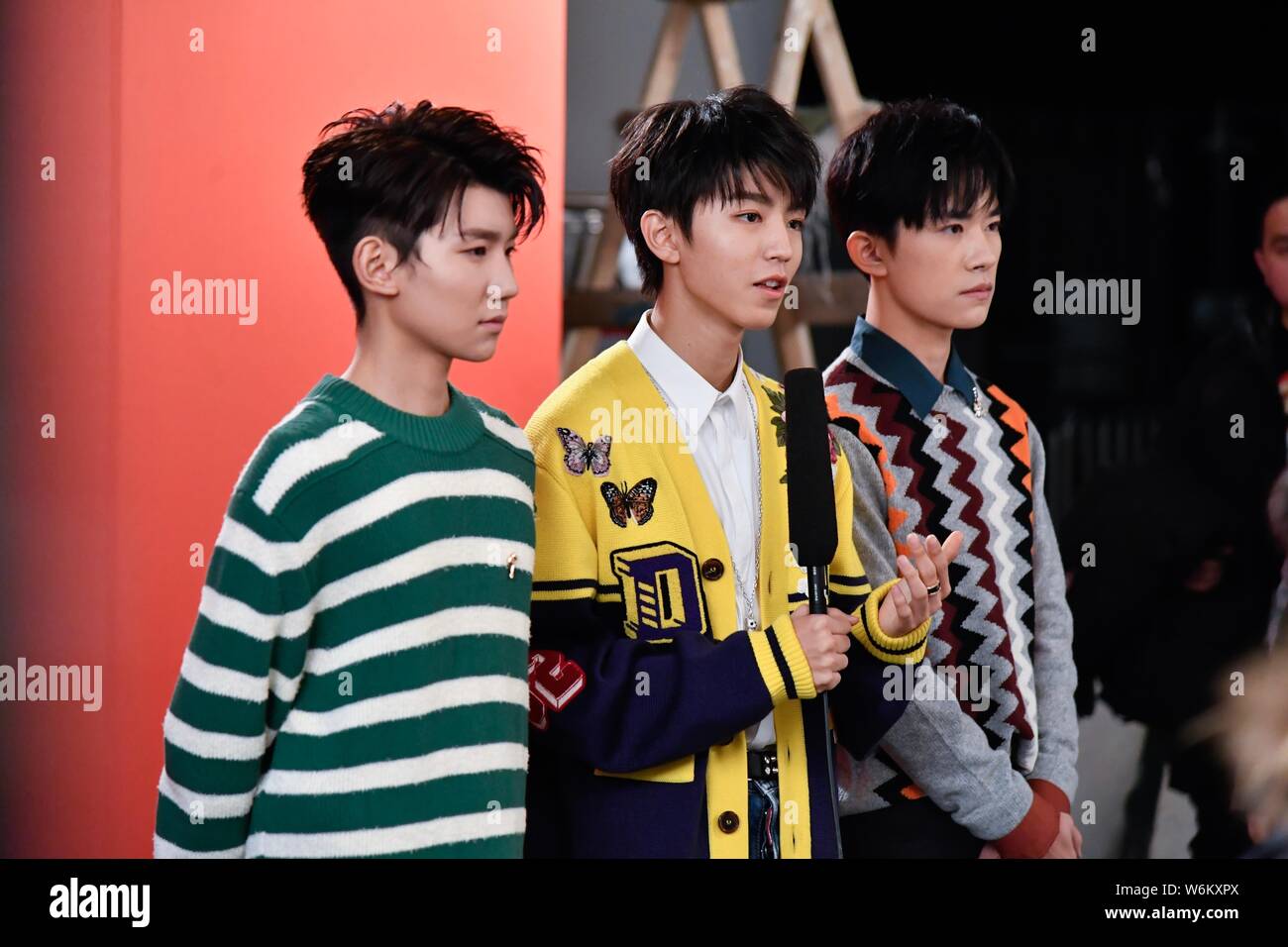 (From left) Roy Wang or Wang Yuan, Karry Wang or Wang Junkai, and ...