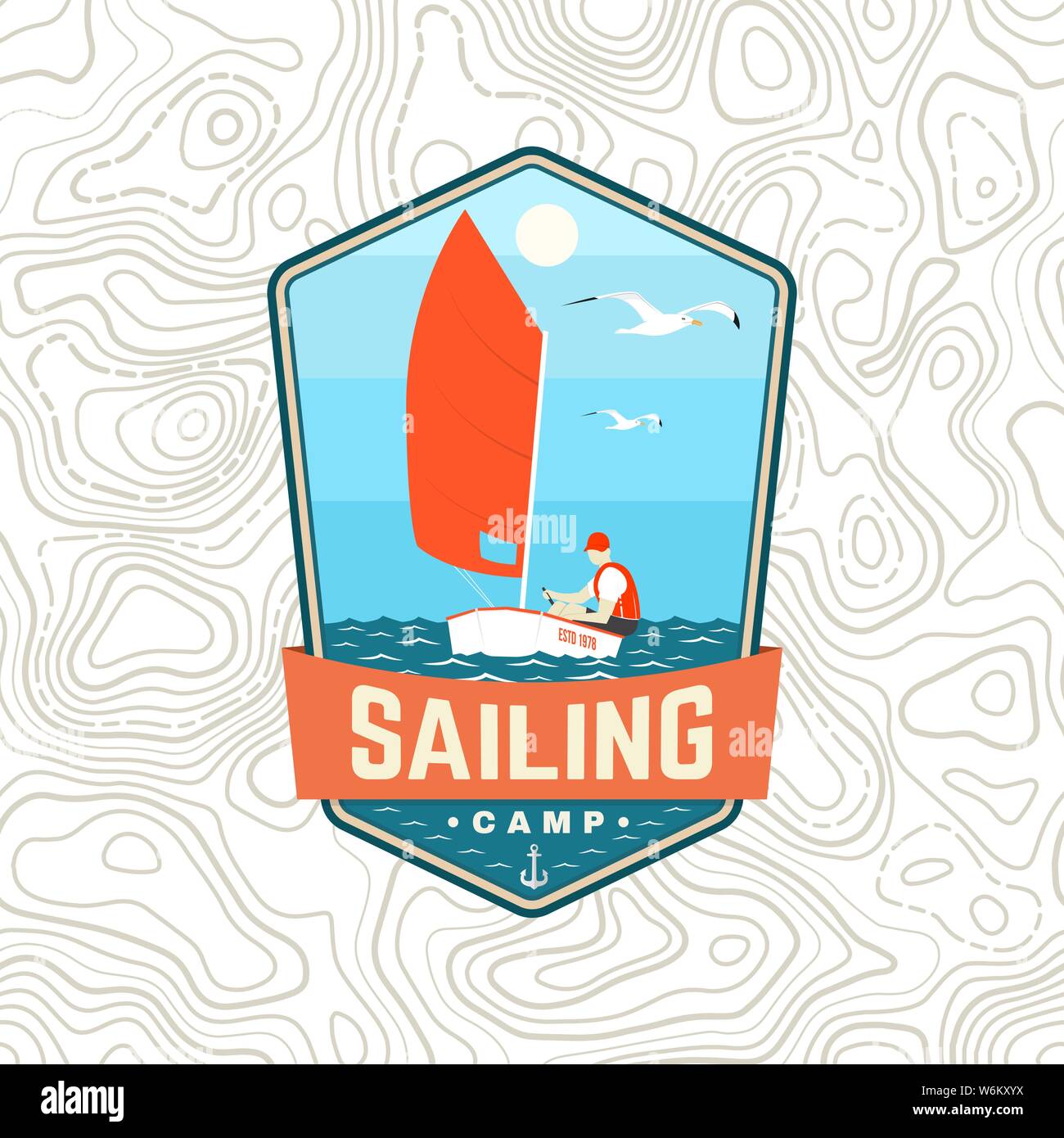 Sailing camp patch. Vector illustration. Concept for shirt, print ...