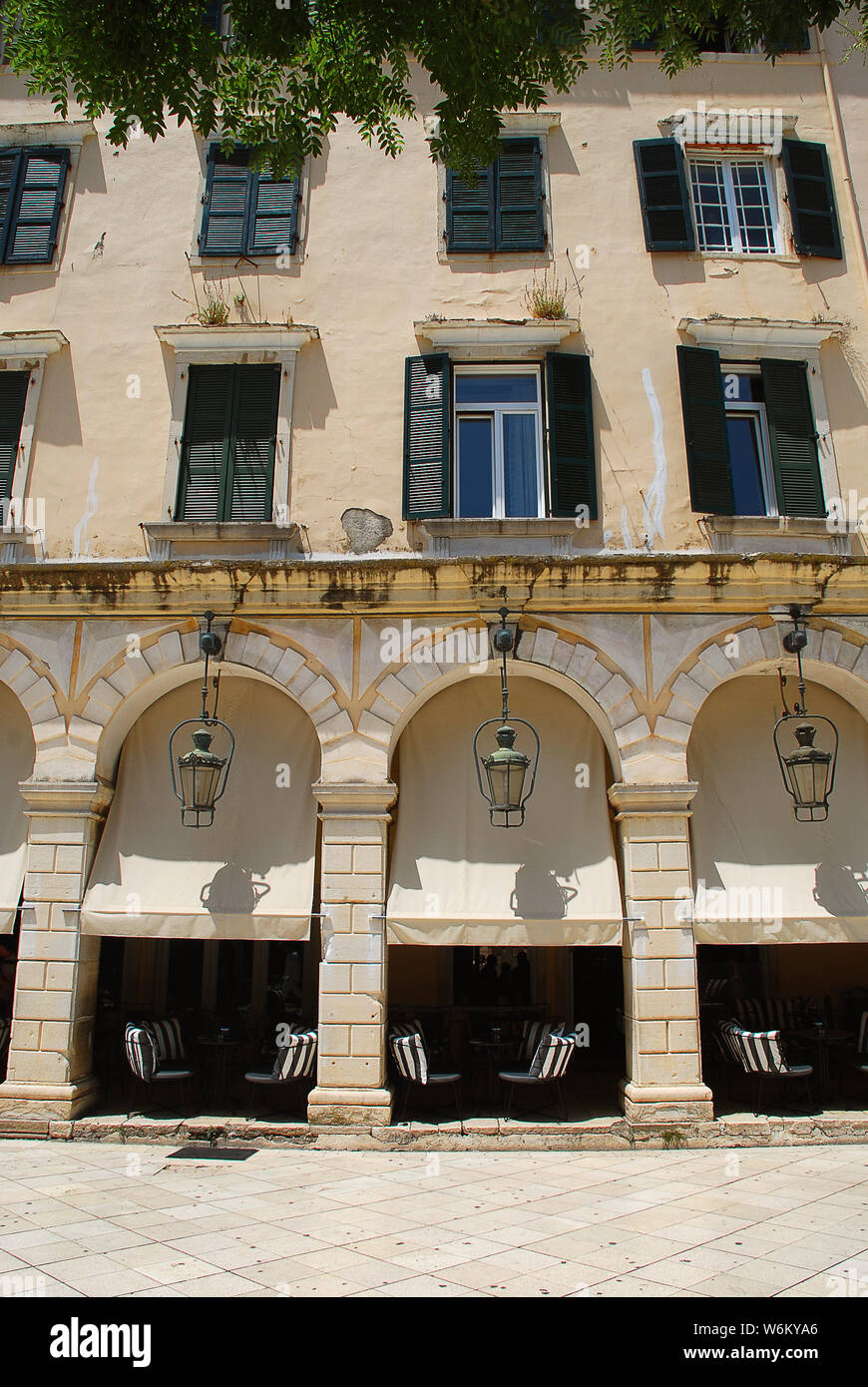 The Liston in Corfu with arcaded terraces and fashionable cafes, nearby ...