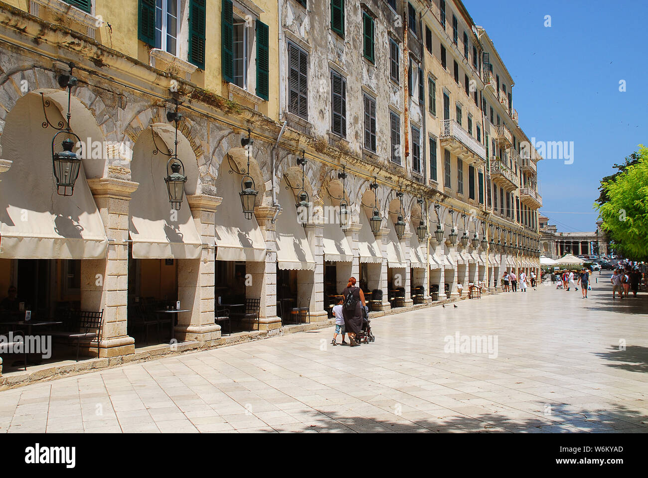 The Liston in Corfu with arcaded terraces and fashionable cafes, nearby ...