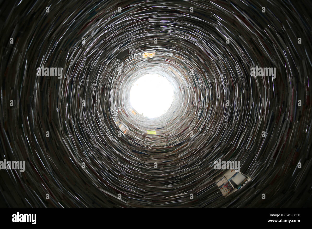 Inside view of an 11-meter-tall giant book tower in a design and ...