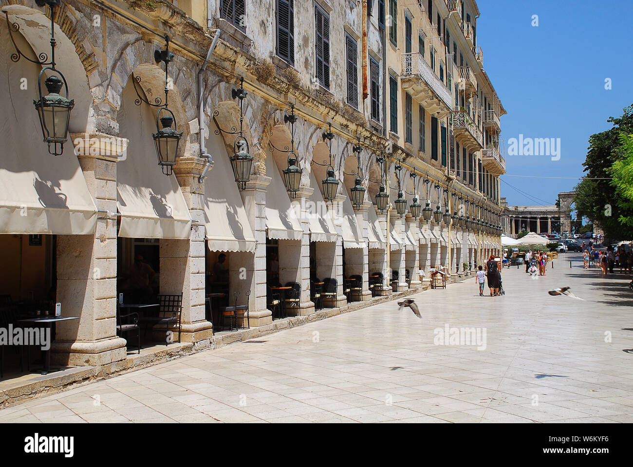 The Liston in Corfu with arcaded terraces and fashionable cafes, nearby ...