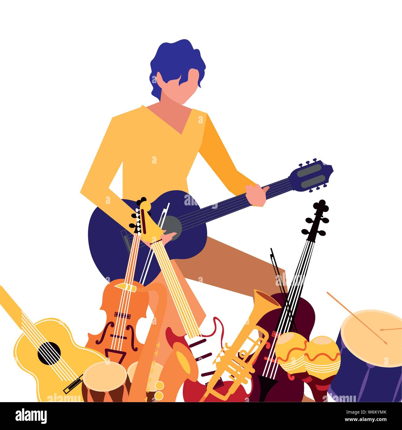musician man playing instruments music vector illustration Stock Vector ...