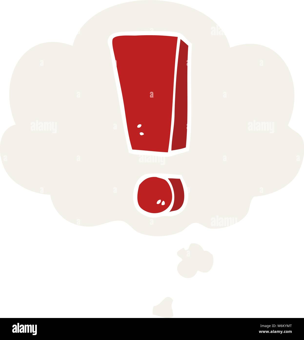 cartoon exclamation mark with thought bubble in retro style Stock ...