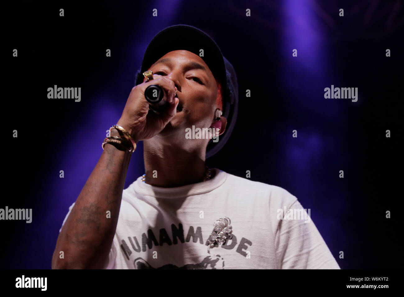 American rapper singer Pharrell Williams performs during the opening ...