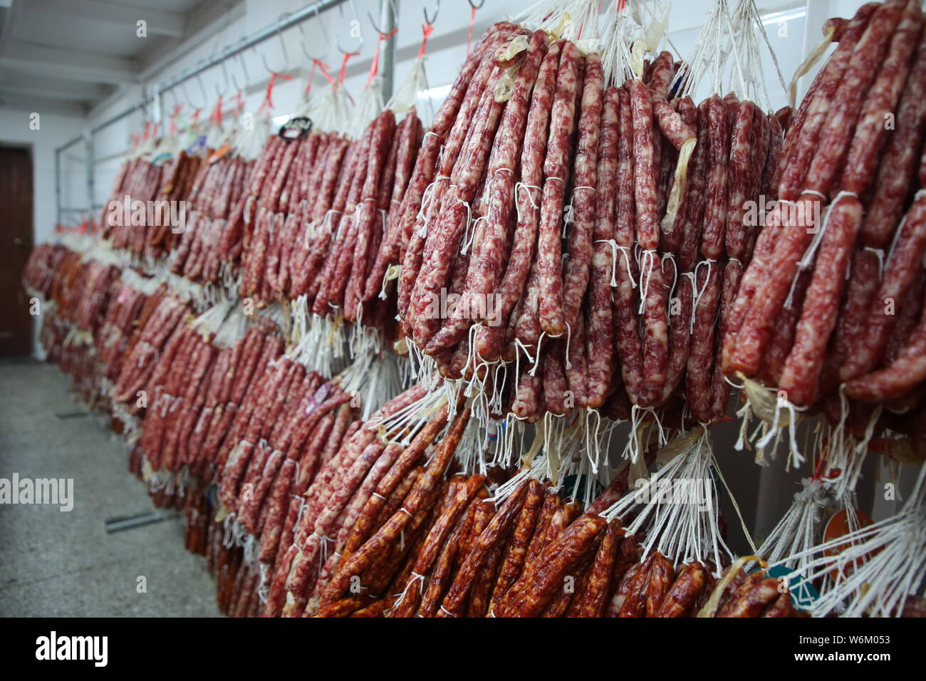 View of Chinese sausages for sale for the upcoming Chinese Lunar New ...