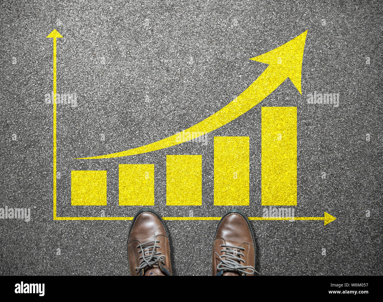 businessman shoes step to rising graph on road, business concept Stock ...
