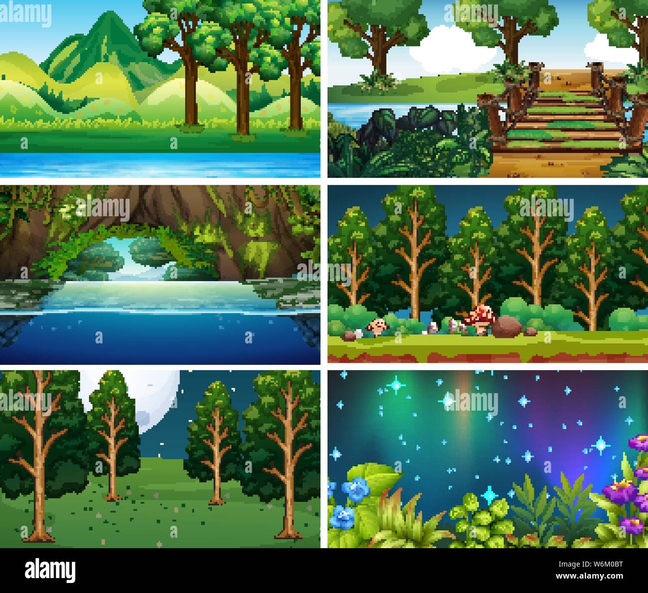 Empty, blank landscape nature scenes illustration Stock Vector Image ...