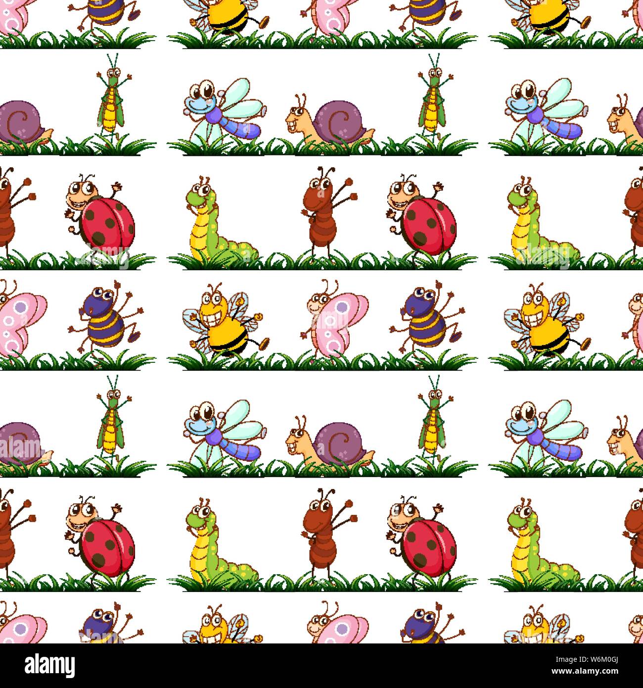 Seamless pattern tile cartoon with insects illustration Stock Vector ...