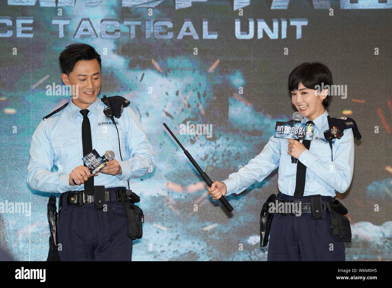 Hong Kong singers and actor Raymond Lam, left, and actress Charlene Choi of Hong Kong pop duo ...