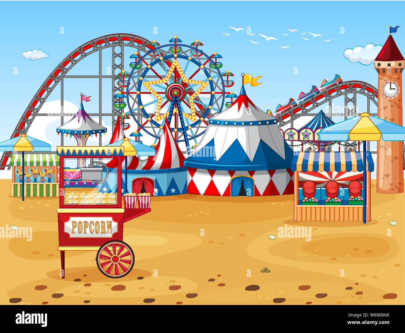 An outdoor funfair scene illustration Stock Vector Image & Art - Alamy