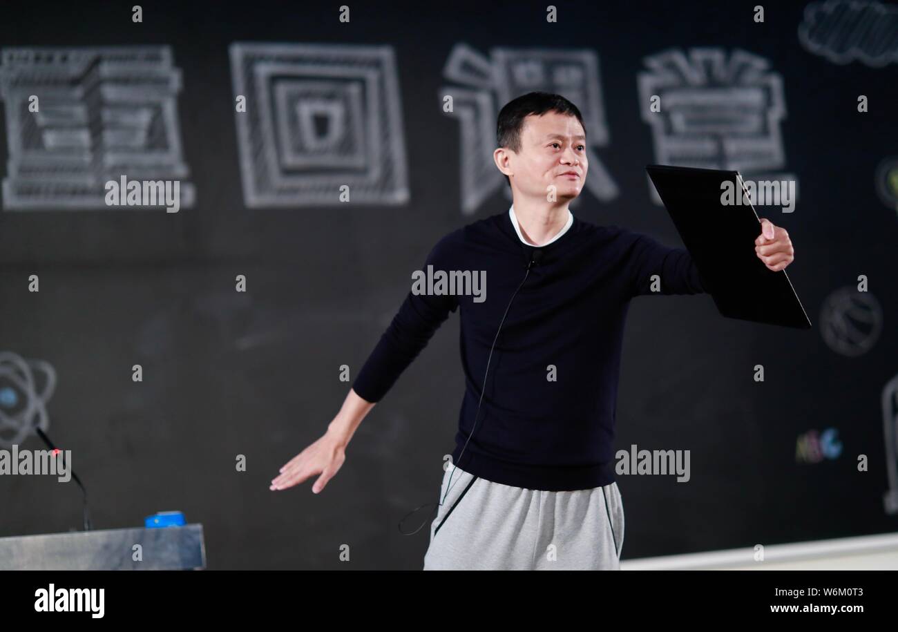 Jack Ma Yun, Chairman of Alibaba Group, gives a lesson to rural ...