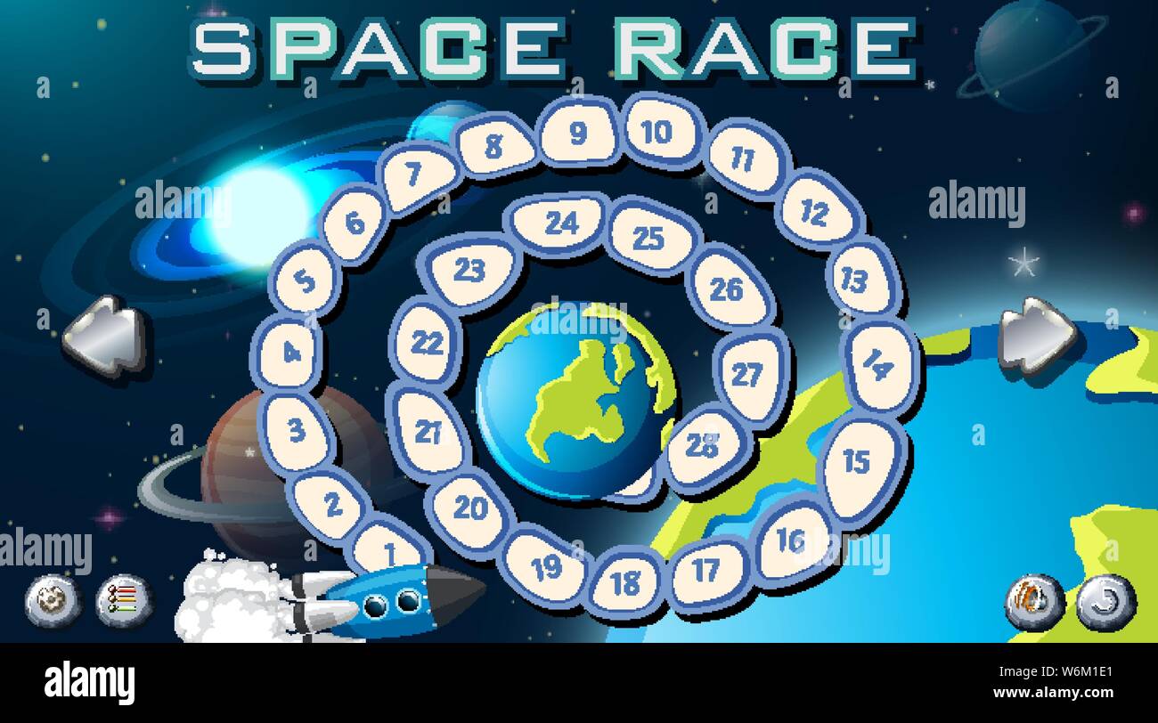 Space Race Game Board Illustration Stock Vector Image And Art Alamy