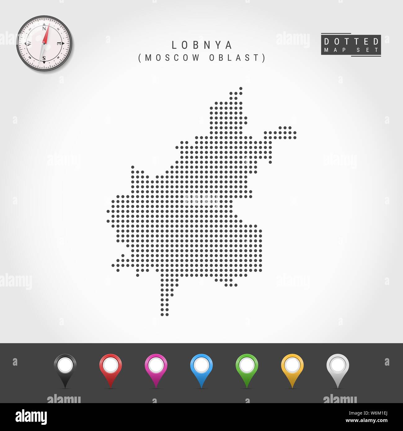 Dots Map of Lobnya, Moscow Oblast. Simple Silhouette of Lobnya. Vector ...