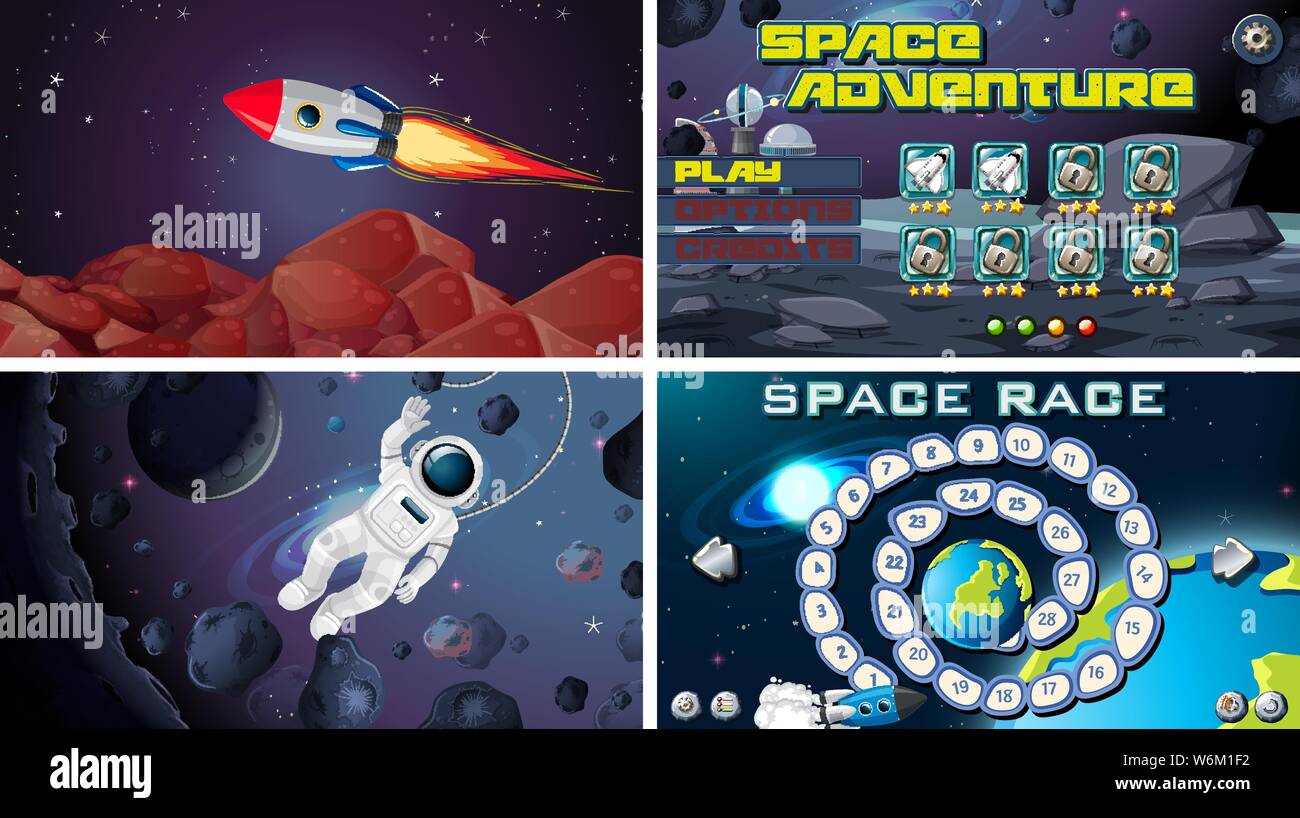 Set of space games illustration Stock Vector Image & Art - Alamy