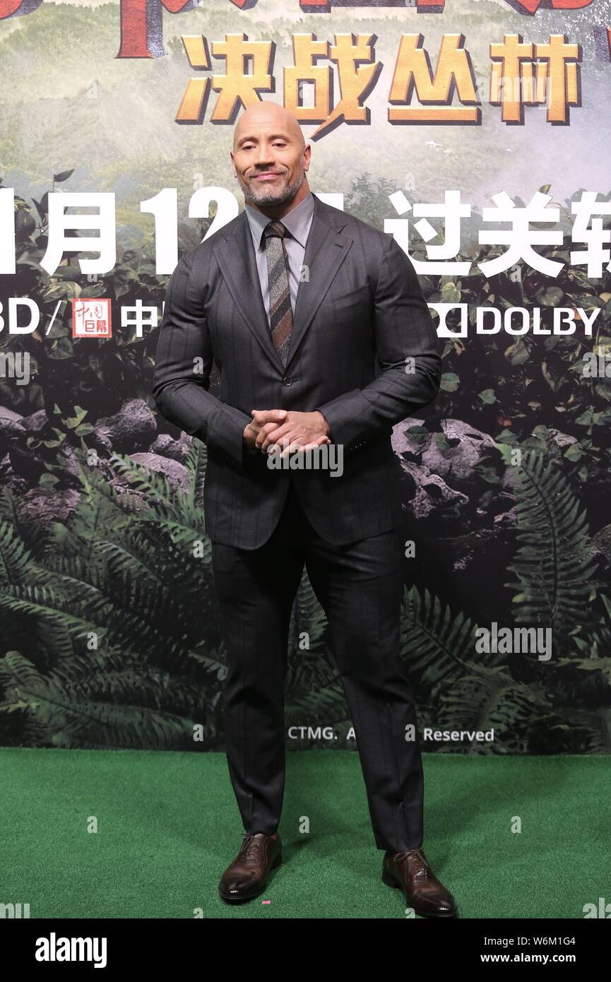 American actor Dwayne Johnson attends a press conference for the movie ...