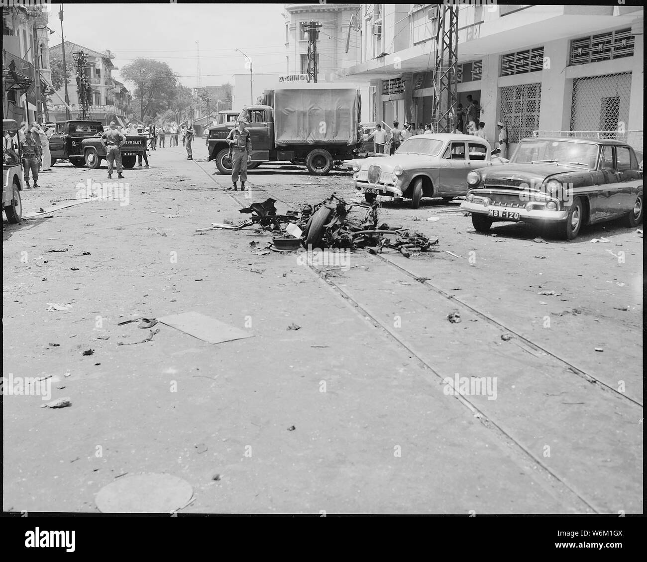 Scene of Viet Cong terrorist bombing in Saigon, Republic of Vietnam ...